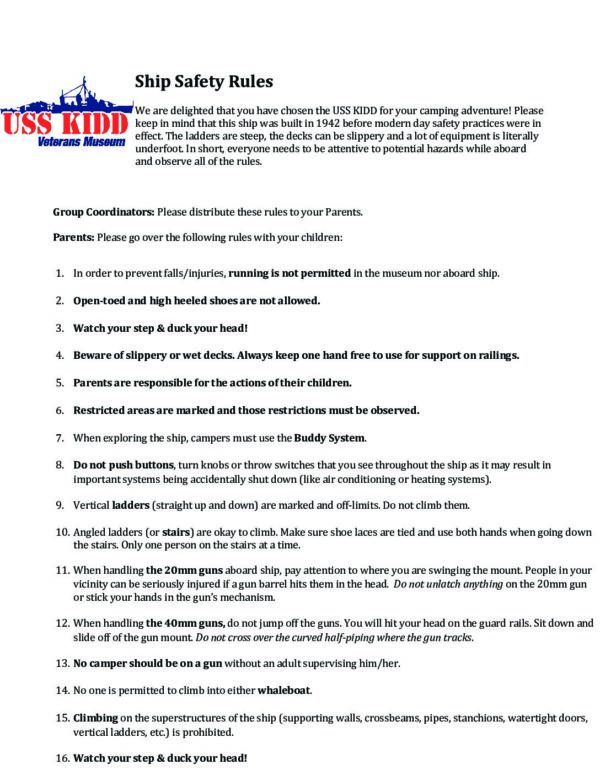 Ship-Safety-Rules-2020-1 - USS KIDD